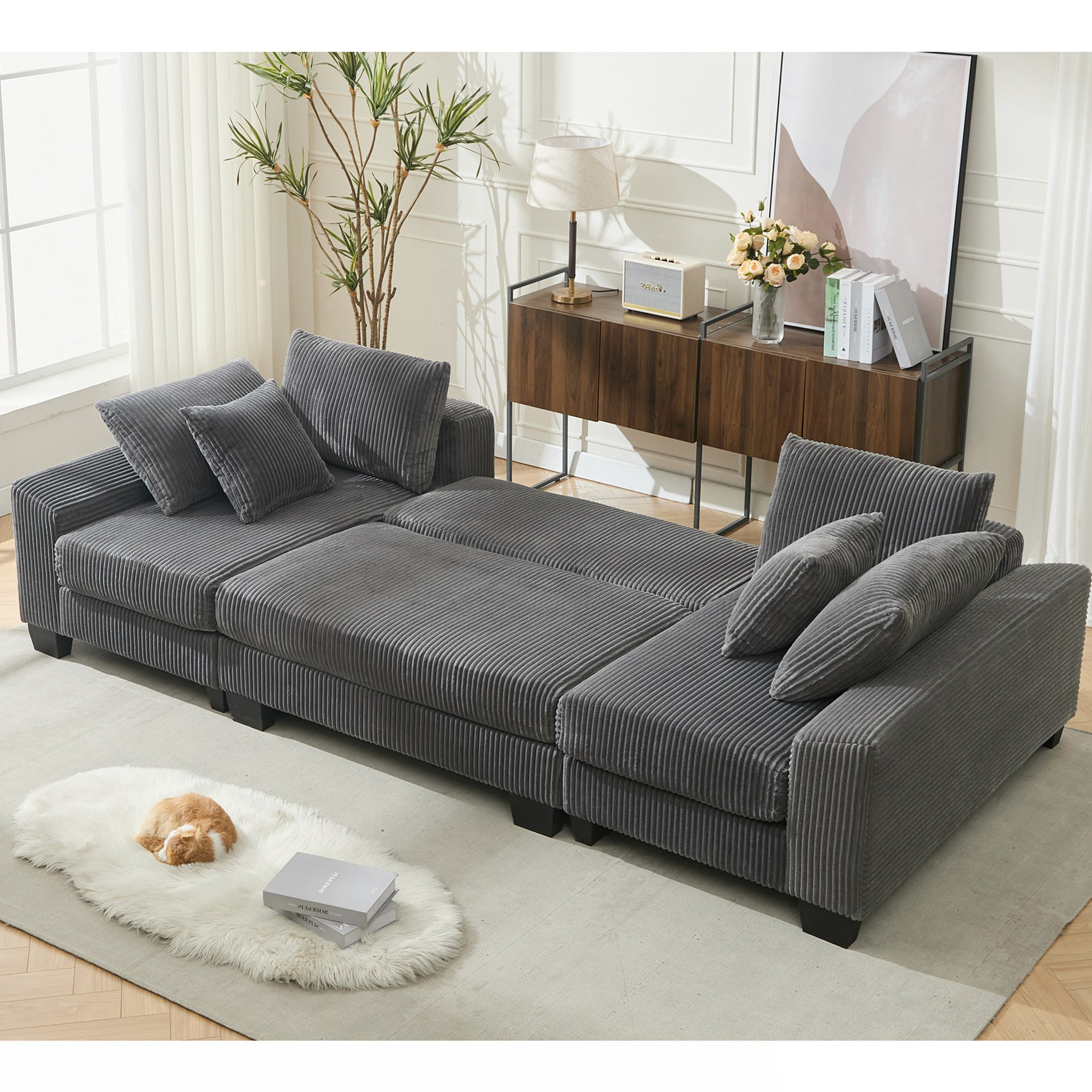 Brayden Studio Sleeper Sofa, U Shaped Sofa, Pull Out Bed, Convertible ...