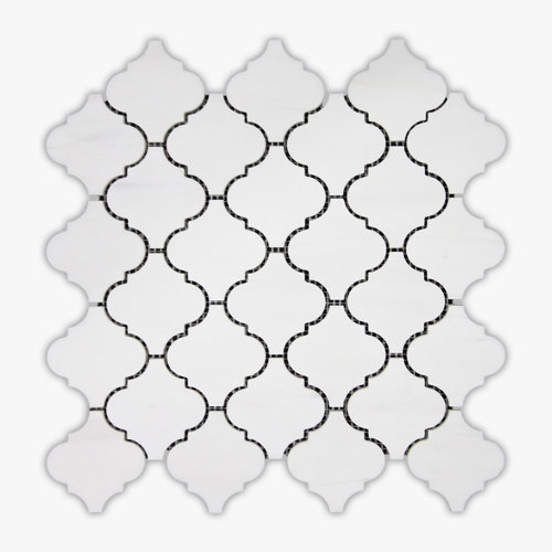 Direct Stone Source Bianco Dolomiti 12" x 12" Marble Arabesque Mosaic ...