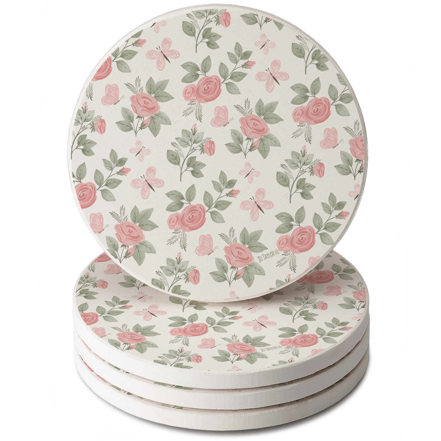 Ophelia & Co. Pretty Coquette 4 Pack Round Absorbent Stone Coasters ...