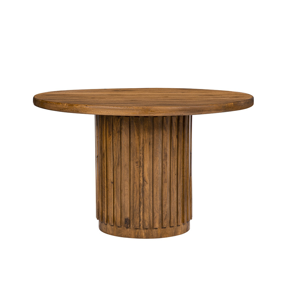 Millwood Pines Braydon Wooden Pedestal Dining Table with Carved Base ...