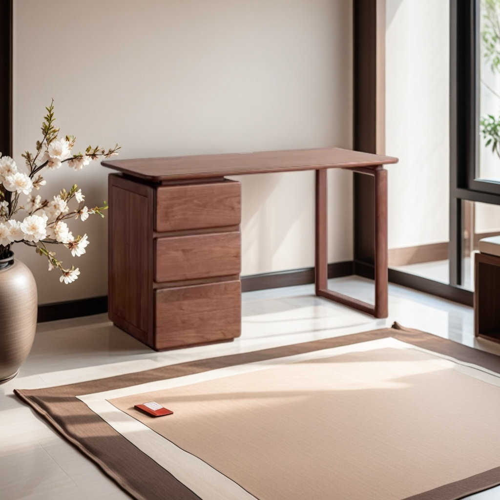 Corrigan Studio® Modern walnut study desk with drawers | Wayfair
