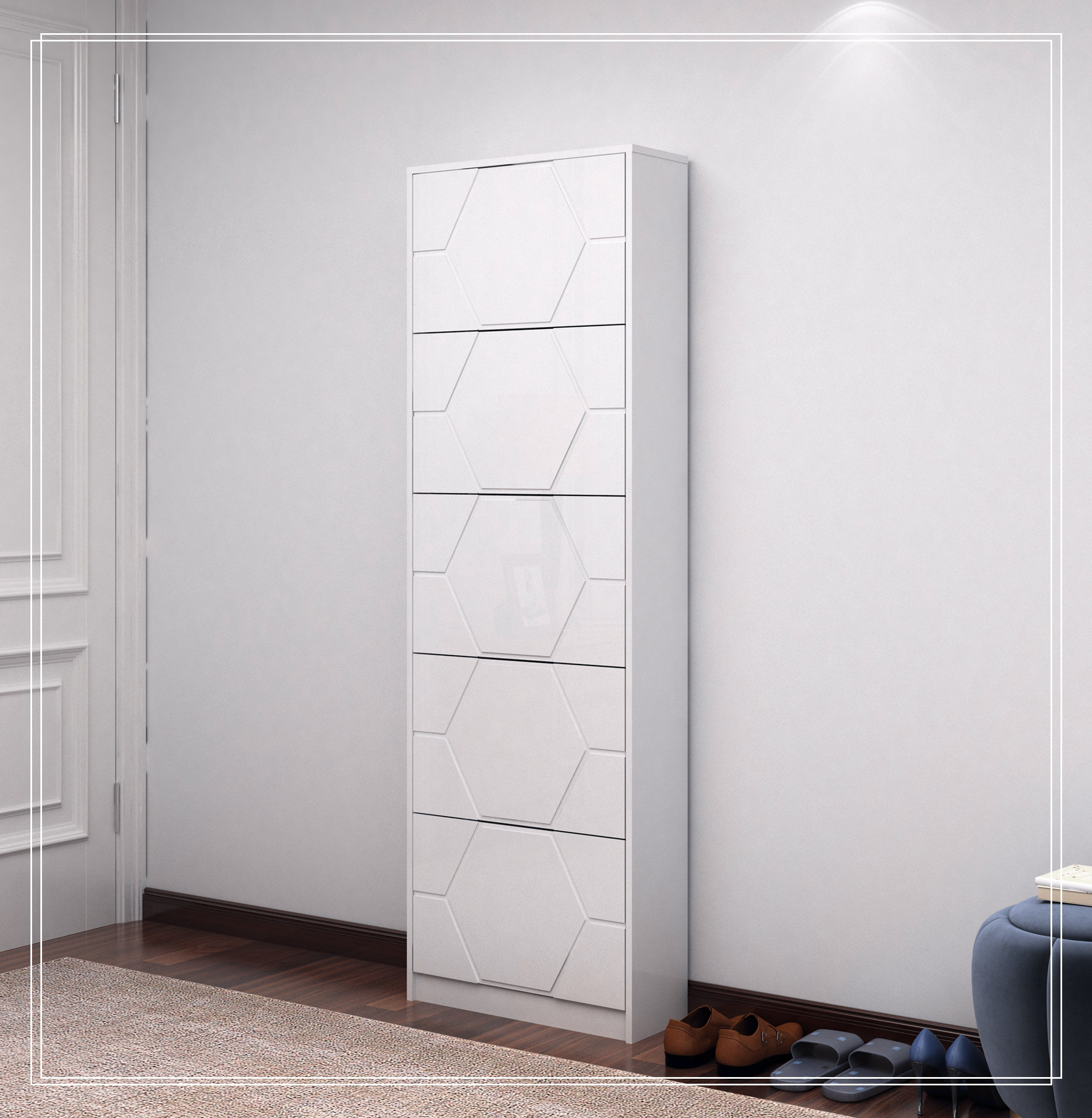 Latitude Run® Shoe Storage Cabinet for Entryway, 5 Tiers Shoe Organizer ...