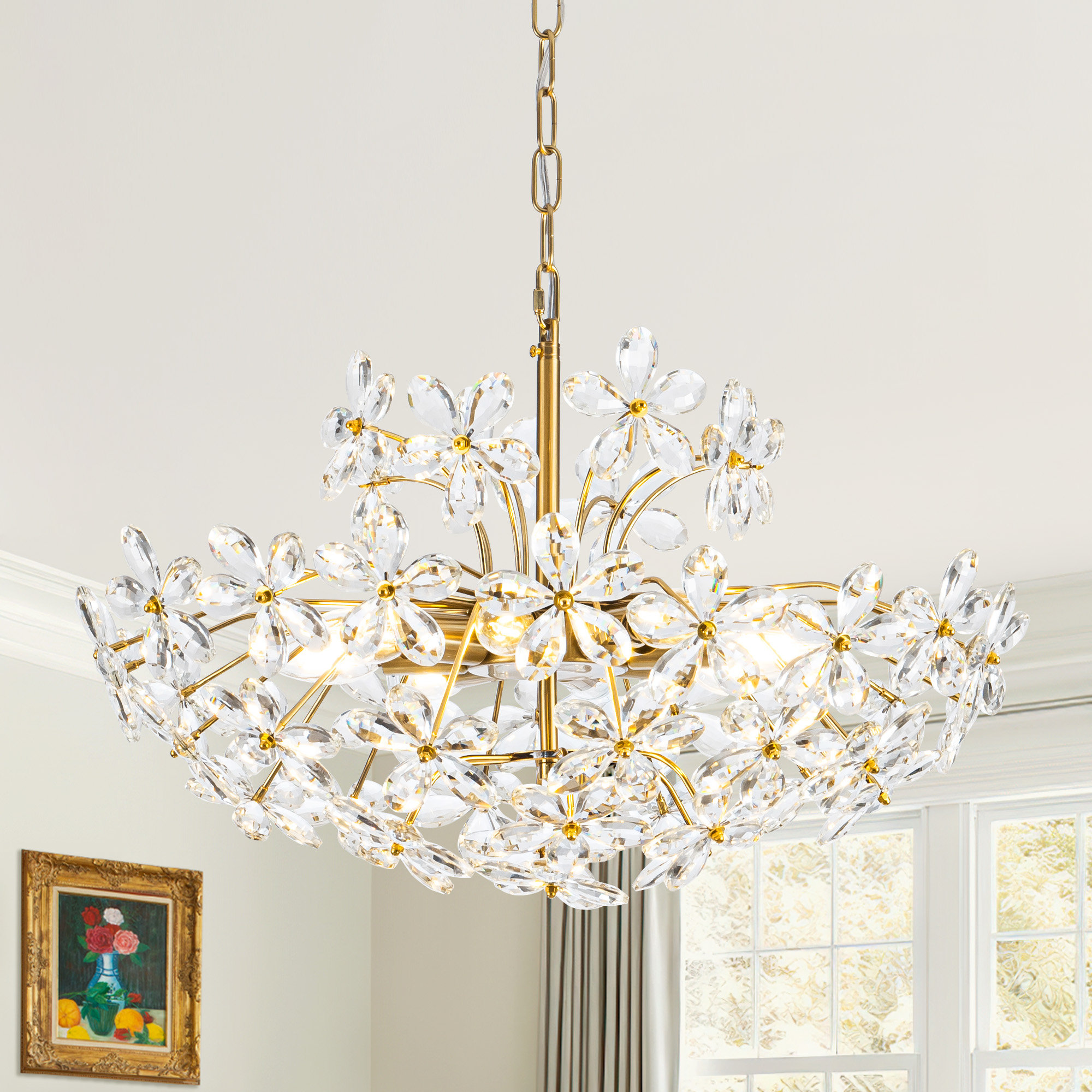 House of Hampton® Joyse 8 - Light Crystal Dimmable Geometric Chandelier ...