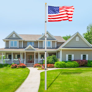 Alcott Hill® Dawone Adjustable In-ground Flagpole With Flag Included ...