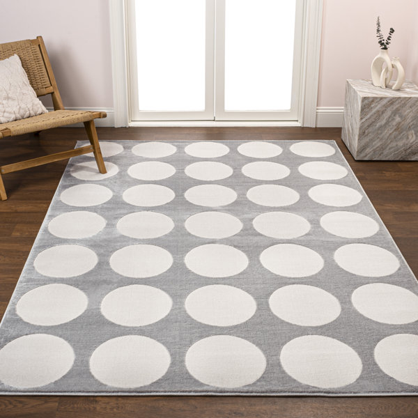 Ebern Designs Edden Modern Geometric Circle Dot High-Low Light Gray ...