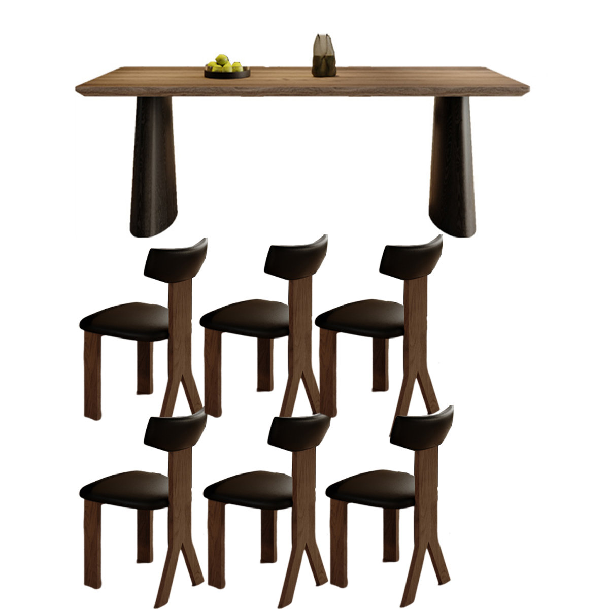 Sleek Surface Designs Rounded Edge Thick Table with Wood Legs | Wayfair