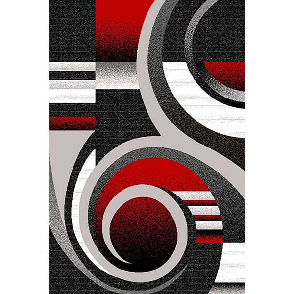 Ivy Bronx Mccampbell Abstract Gray/Red/Black Area Rug & Reviews | Wayfair