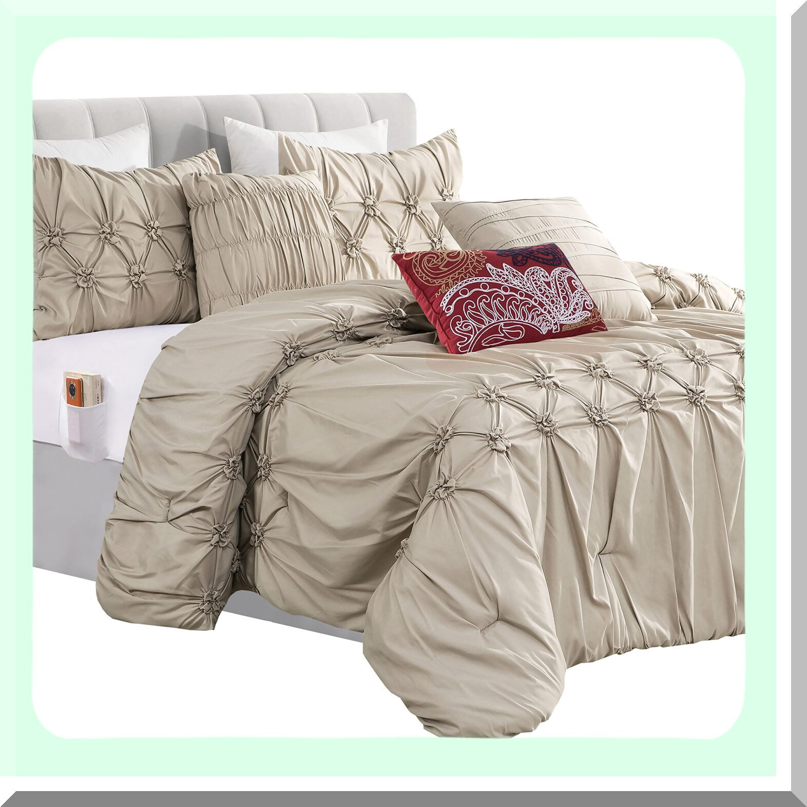 Dakota Fields Luxury Linen Comforter Set with Smart Pockets - 12-Piece ...