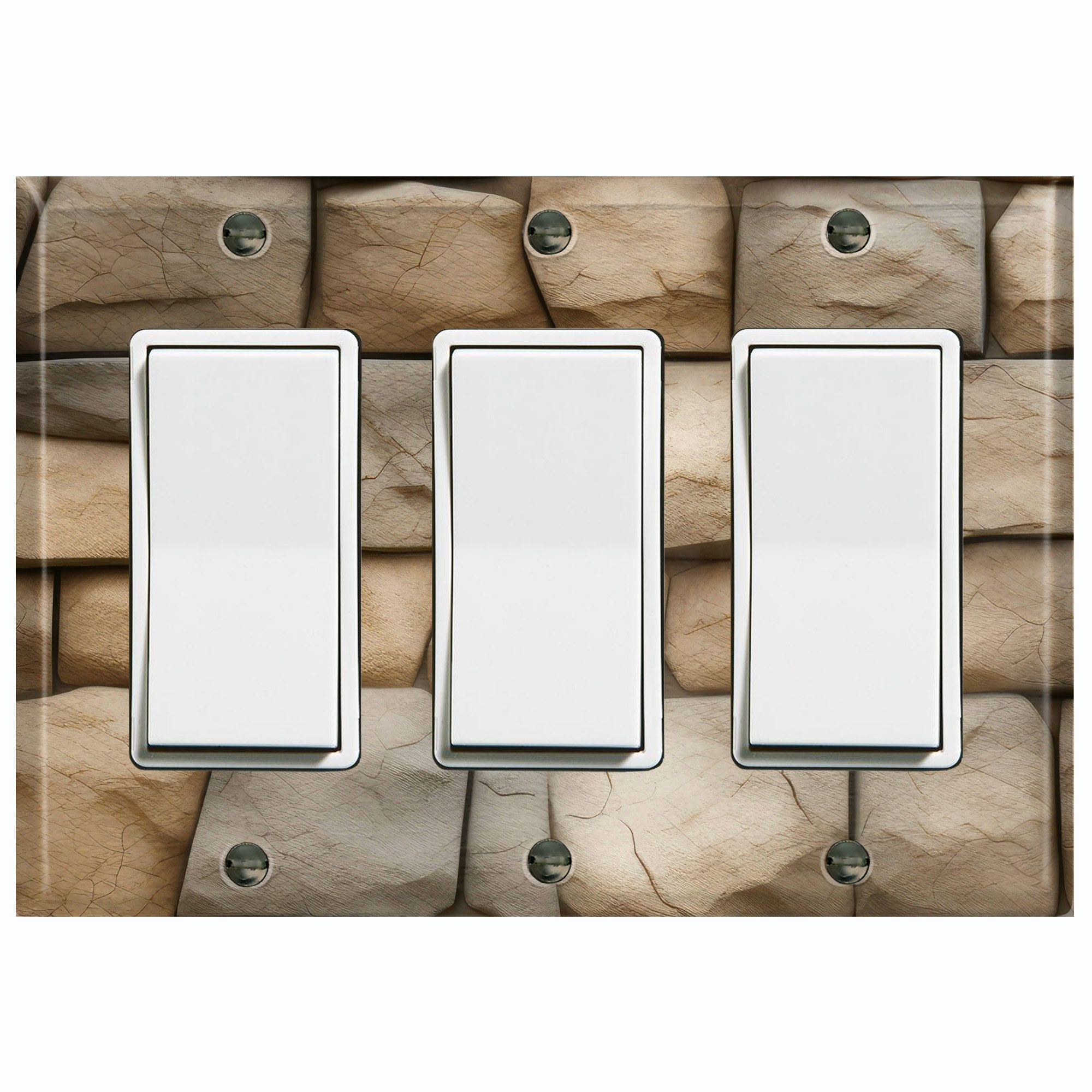 WorldAcc Natural Rustic Boulder Rock Print Nature Themed 3 - Gang ...