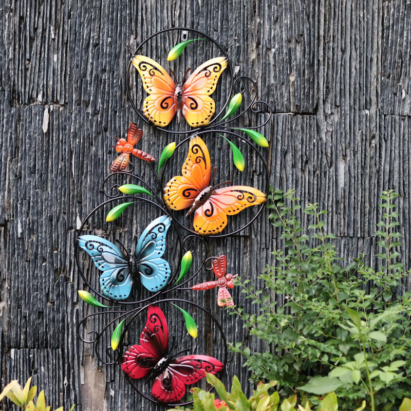 Rosalind Wheeler 37 Inch metal butterfly Wall art 3d metal butterfly ...