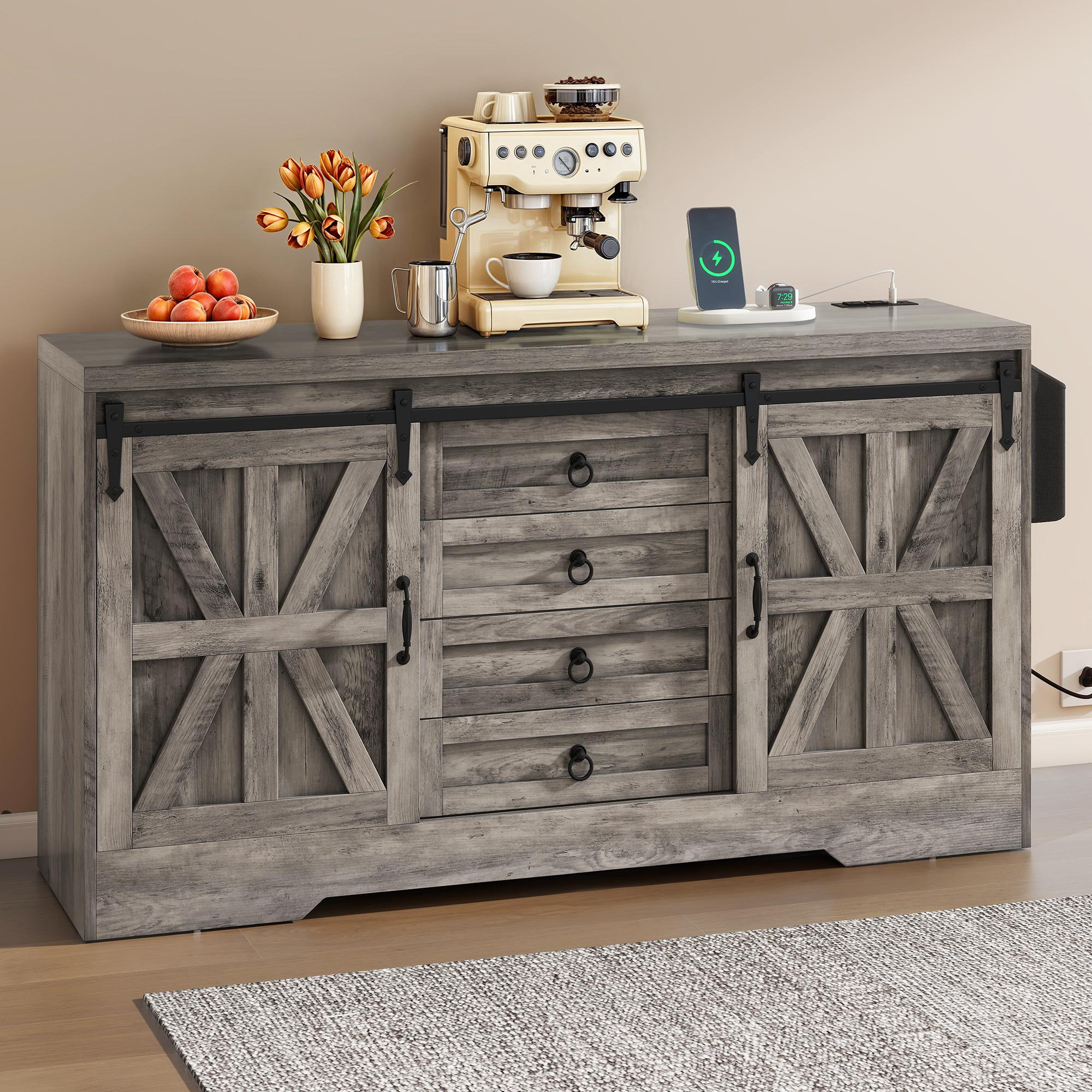 Gracie Oaks Farmhouse 4 Drawers Chest Of Drawers Storage Organizer ...