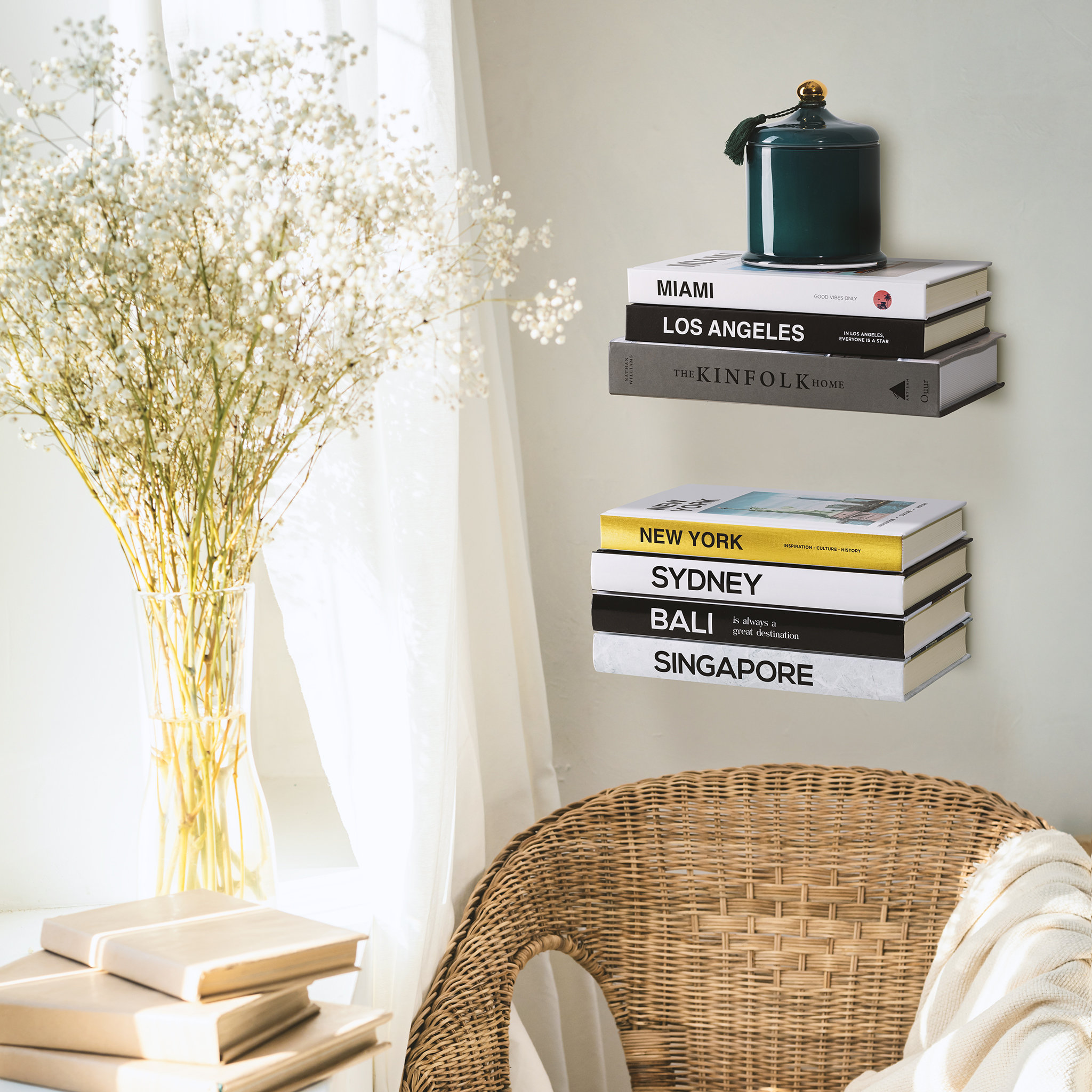 Sorbus 2 Invisible Wall Mounted Metal Floating Bookshelves | Wayfair