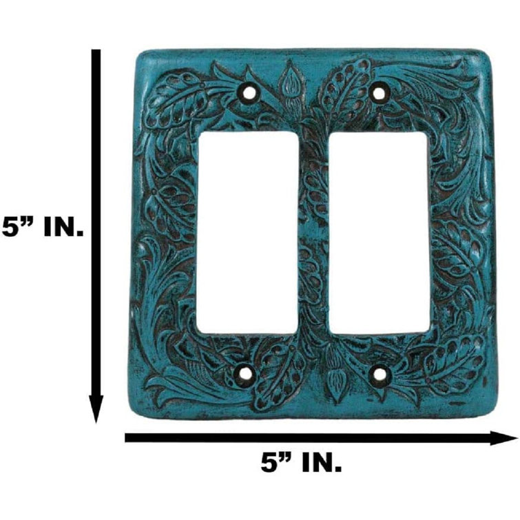 Charlton Home® Set Of 2 Western Tooled Floral Turquoise Wall Double ...