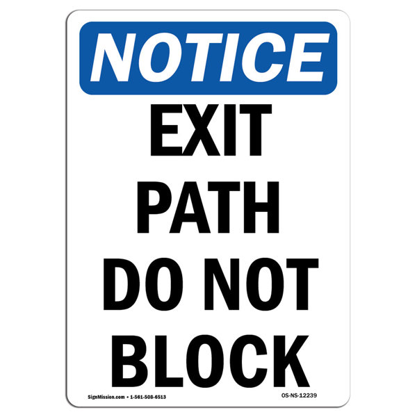 SignMission Exit Path Do Not Block Sign | Wayfair