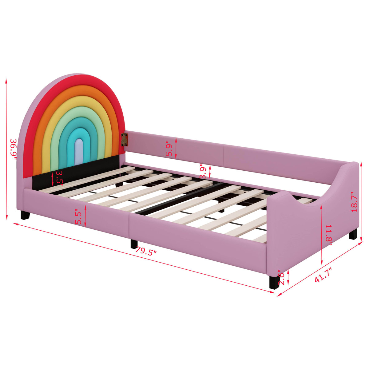 Gemma Violet Colorful Velvet Rainbow Twin Upholstered Platform Bed With ...