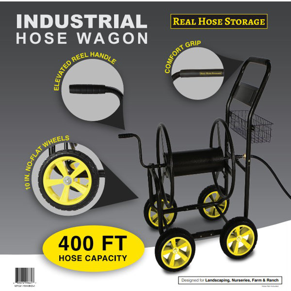 Real Hose Storage 4-wheel Industrial Hose Reel Cart With No-flat Wheels ...