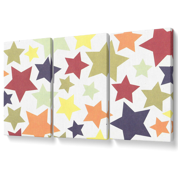 Ivy Bronx Colourful Stars Canvas 3 Panel Set | Wayfair.co.uk