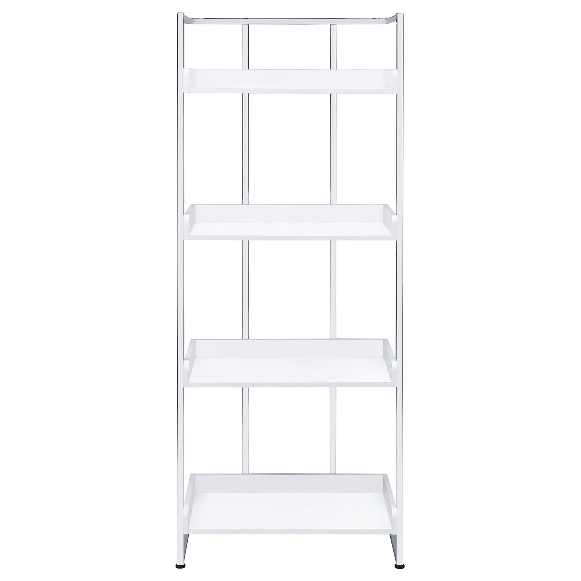 Banior White High Gloss 4-shelf Bookcase For Display - Robust Materials ...
