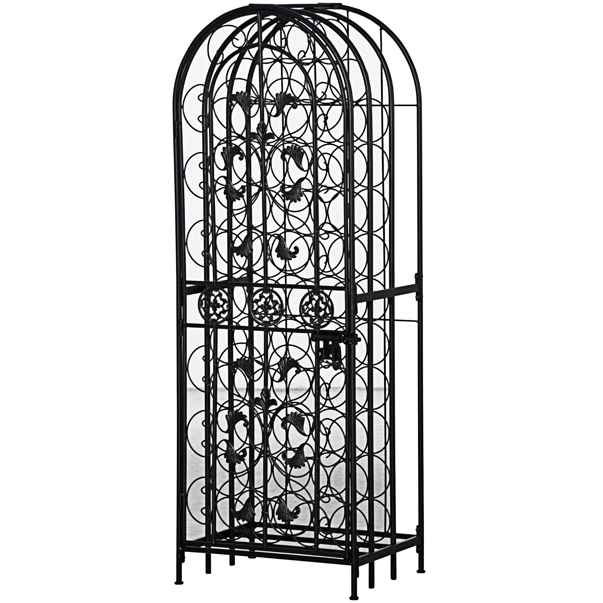 Red Barrel Studio® 45 Bottle Wrought Iron Wine Rack Jail With Lock ...