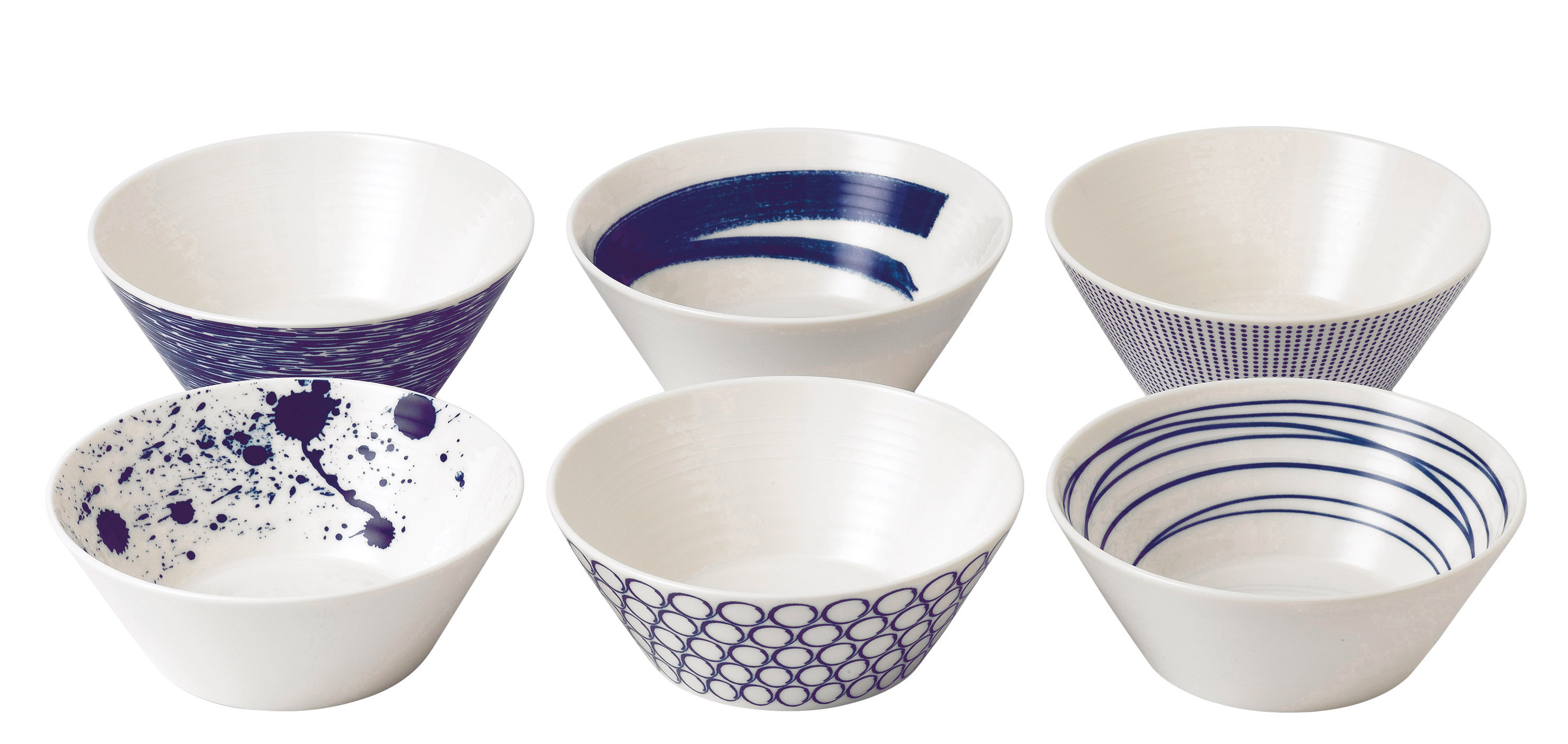 Royal Doulton Pacific Blue Mixed Patterns 22 fl oz. 6-Piece Cereal Bowl ...