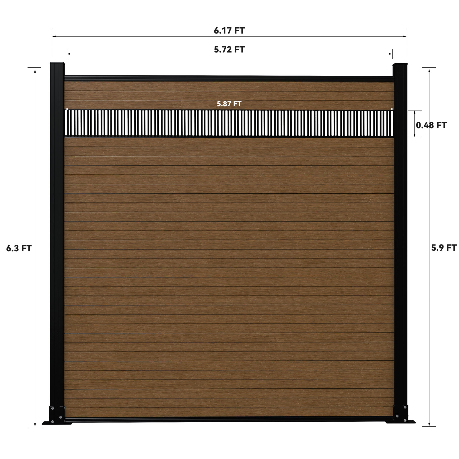 mondaria 6.2ft H Composite Privacy Fence Panels With Striped Decorative ...