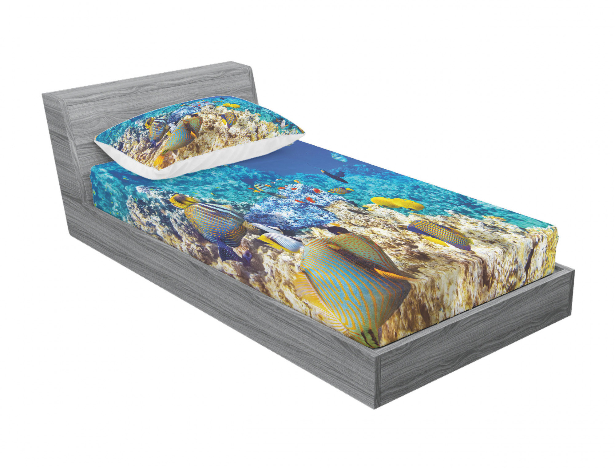 Ambesonne Barrier Reefs Covered Sea with Lagoon and Zebra fish Anemone ...