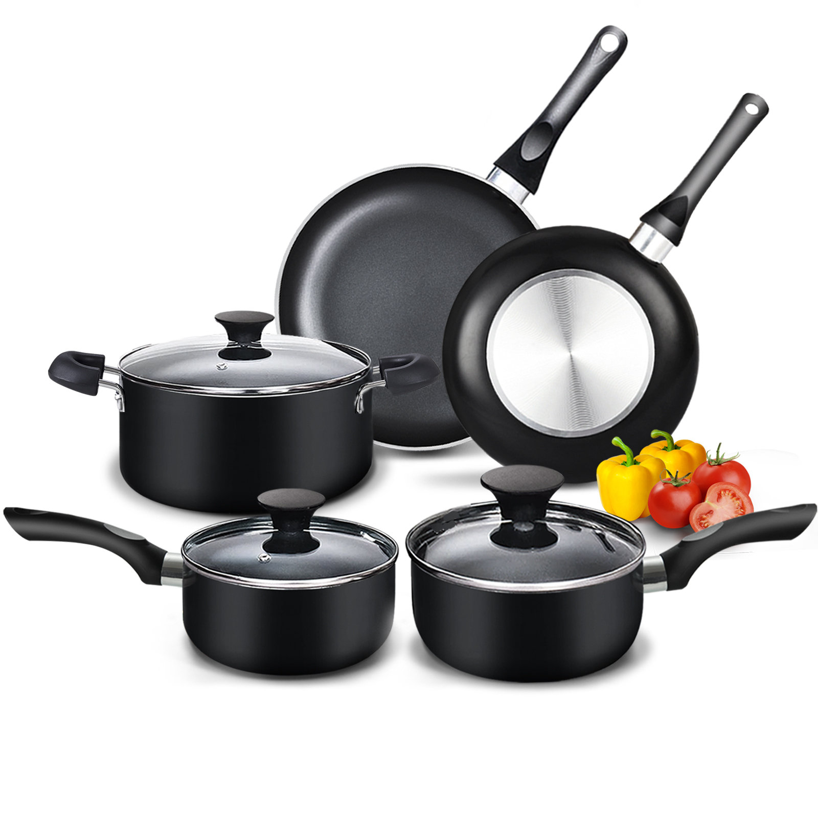 Cook N Home 8 Piece Aluminum Non Stick Cookware Set | Wayfair