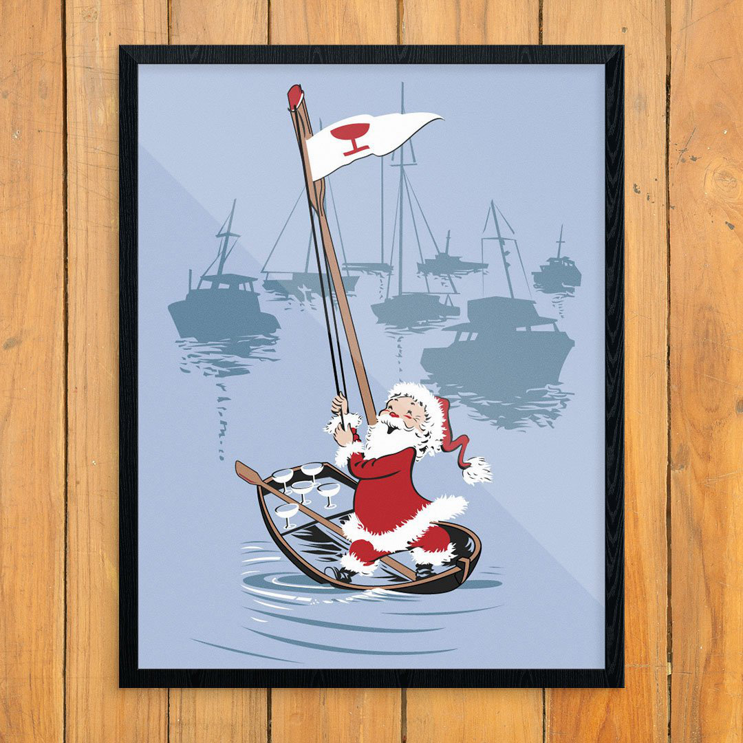 The Holiday Aisle® 'Rowing Santa Delivers Cocktails' Graphic Art Print ...