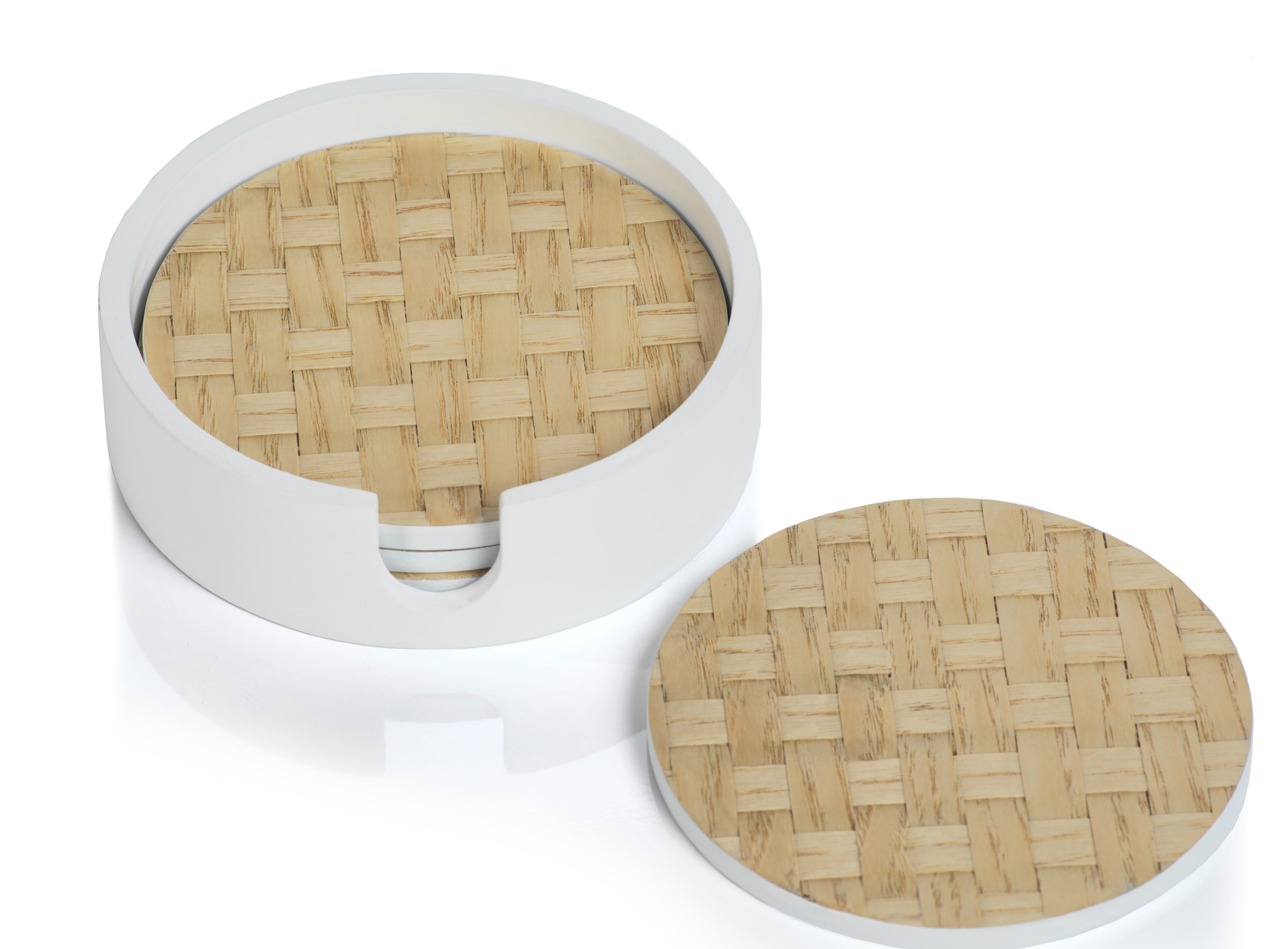 Bayou Breeze 5 Piece Woven Ash Coaster Set with Holder | Wayfair