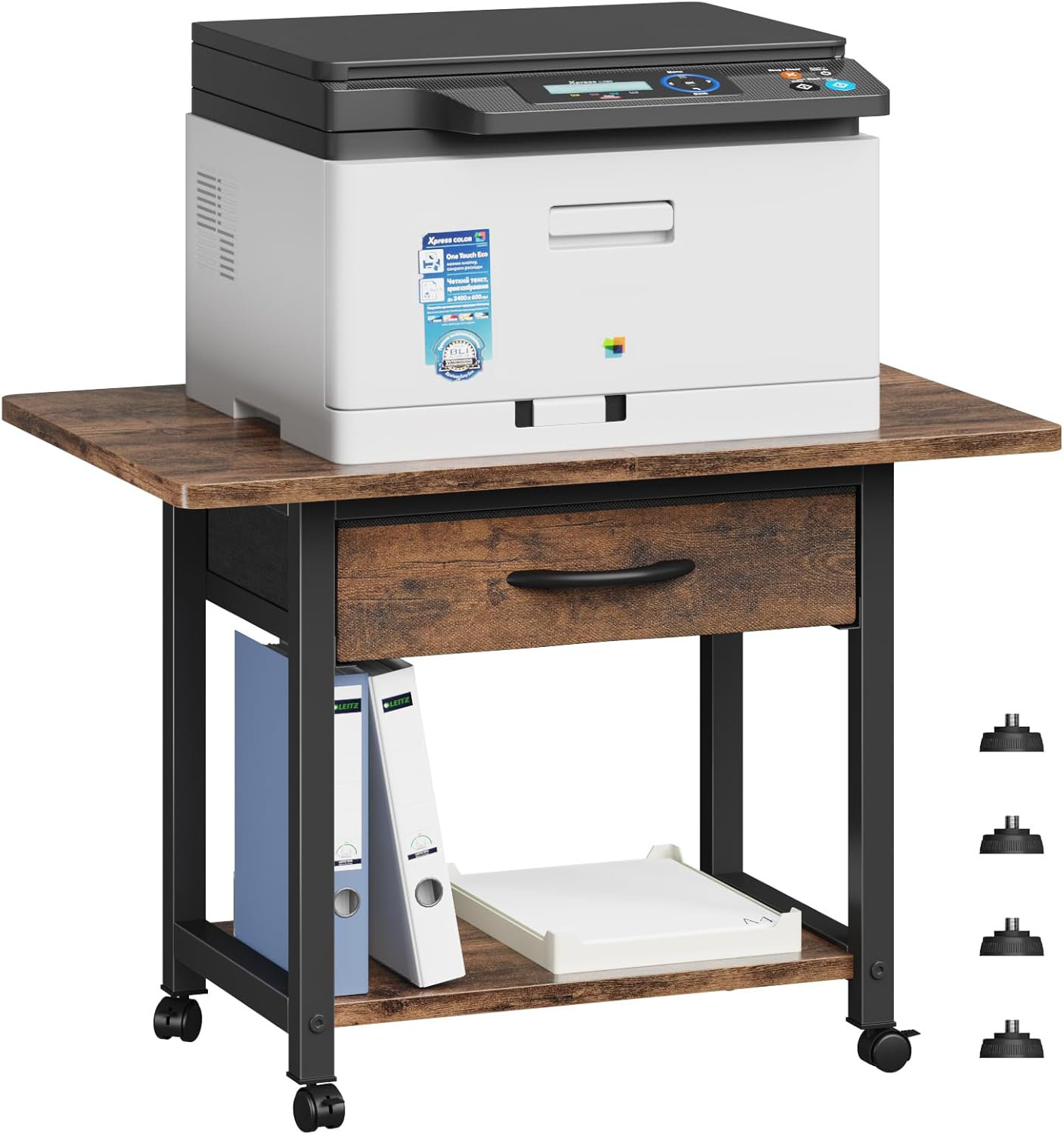 xinchentong Large Printer Stand With Storage Drawer, 2-Tier Under Desk ...