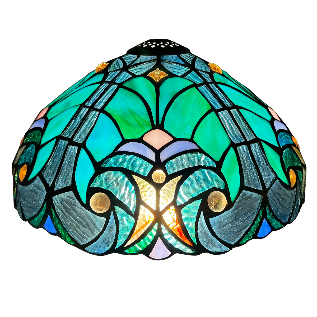World Menagerie Tiffany Stained Glass 12 Inches Wide Sea Green Style ...