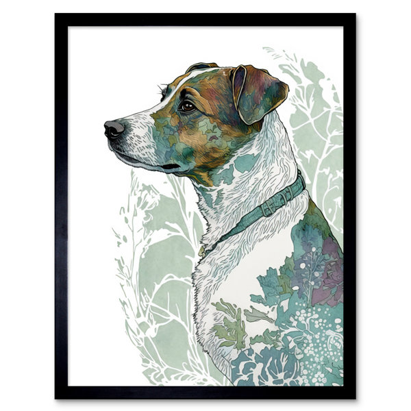 Marlow Home Co. Jack Russel Dog Modern Watercolour Portrait - Picture ...