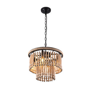 JOYDING Bohemian-Inspired Farmhouse Chandelier Handmade Wood Beads E12 ...