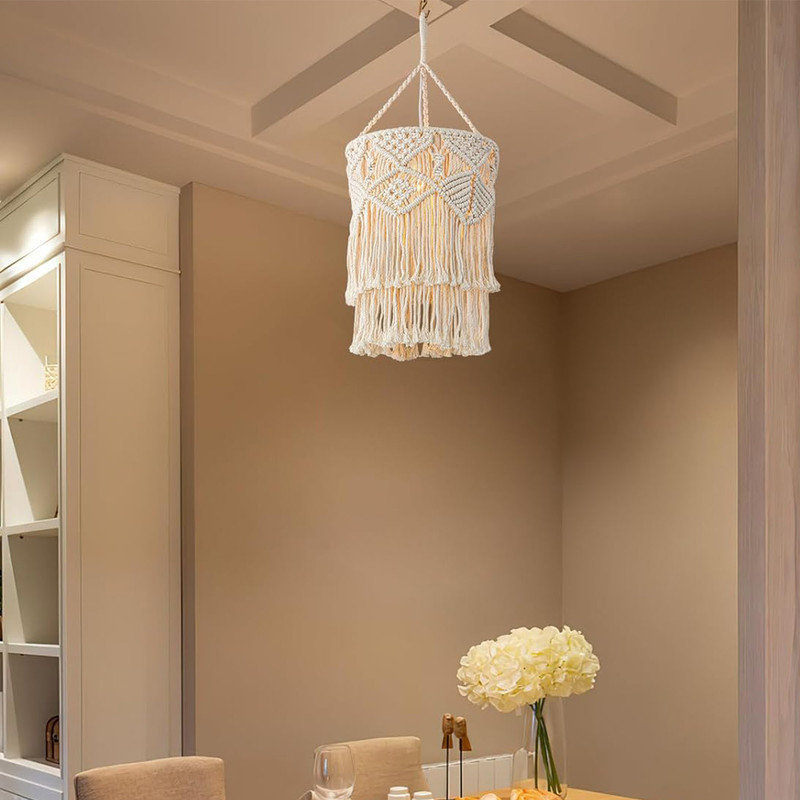 Dakota Fields Boho Hanging Lamp Handmade Macrame Lamp Plug in Pendant ...