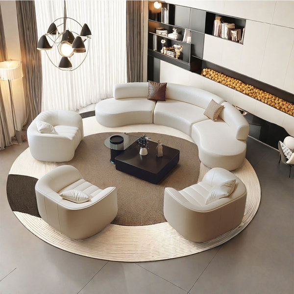 Walkoly Semi-circular Curved Shaped Movable Corner Sofa 4 - Piece Faux ...