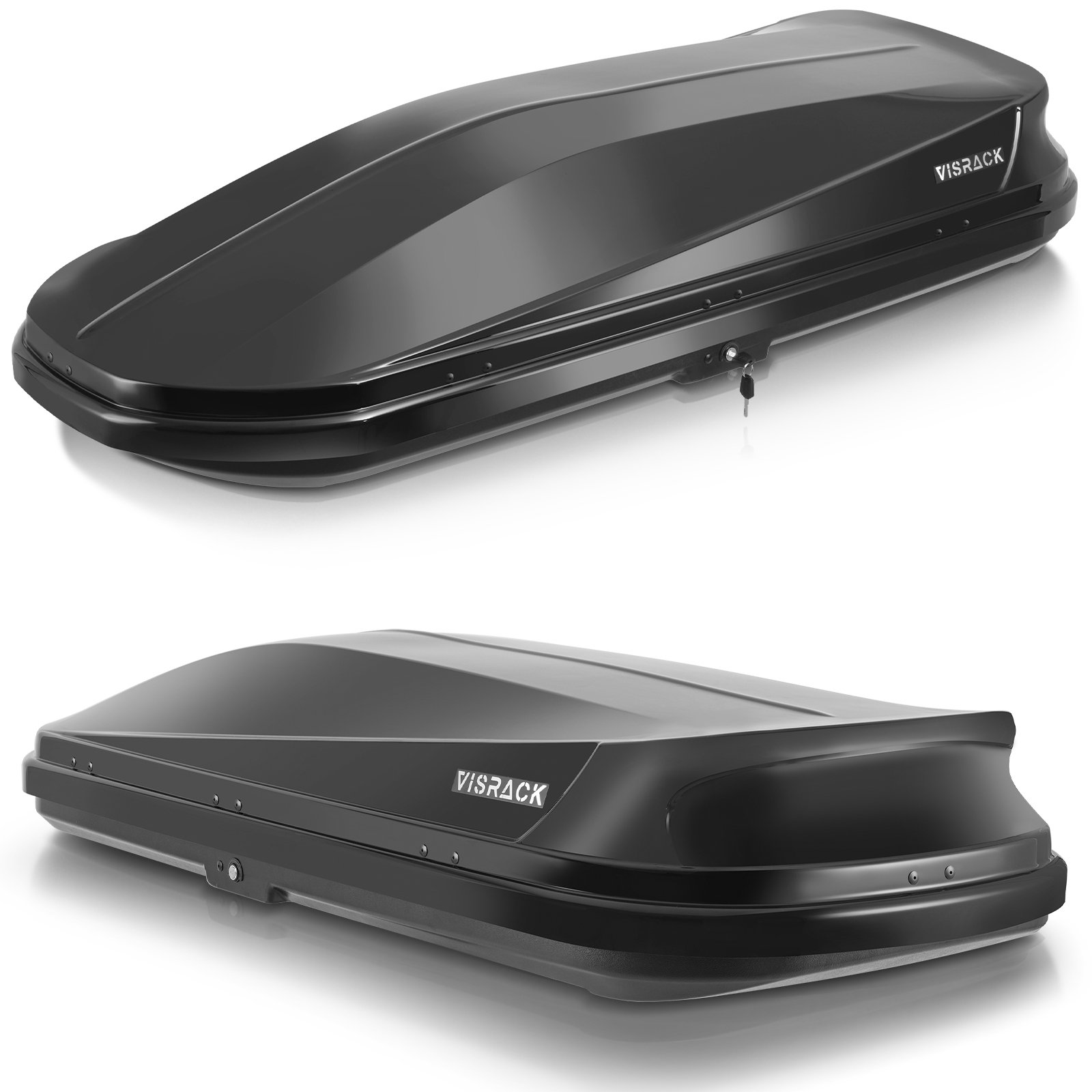 Runave Black Hard Shell Roof Cargo Carrier With Security Keys, Dual ...