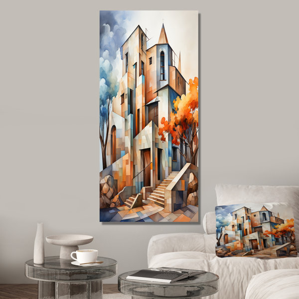 Lark Manor Cubist Chapel Religious Landscape III - Church Wall Art ...