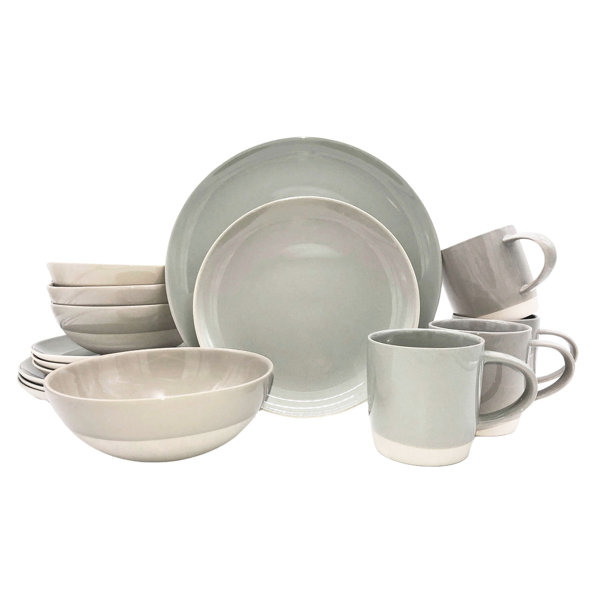 Canvas Home Shell Bisque Porcelain 16 Piece Dinnerware Set, Service for ...