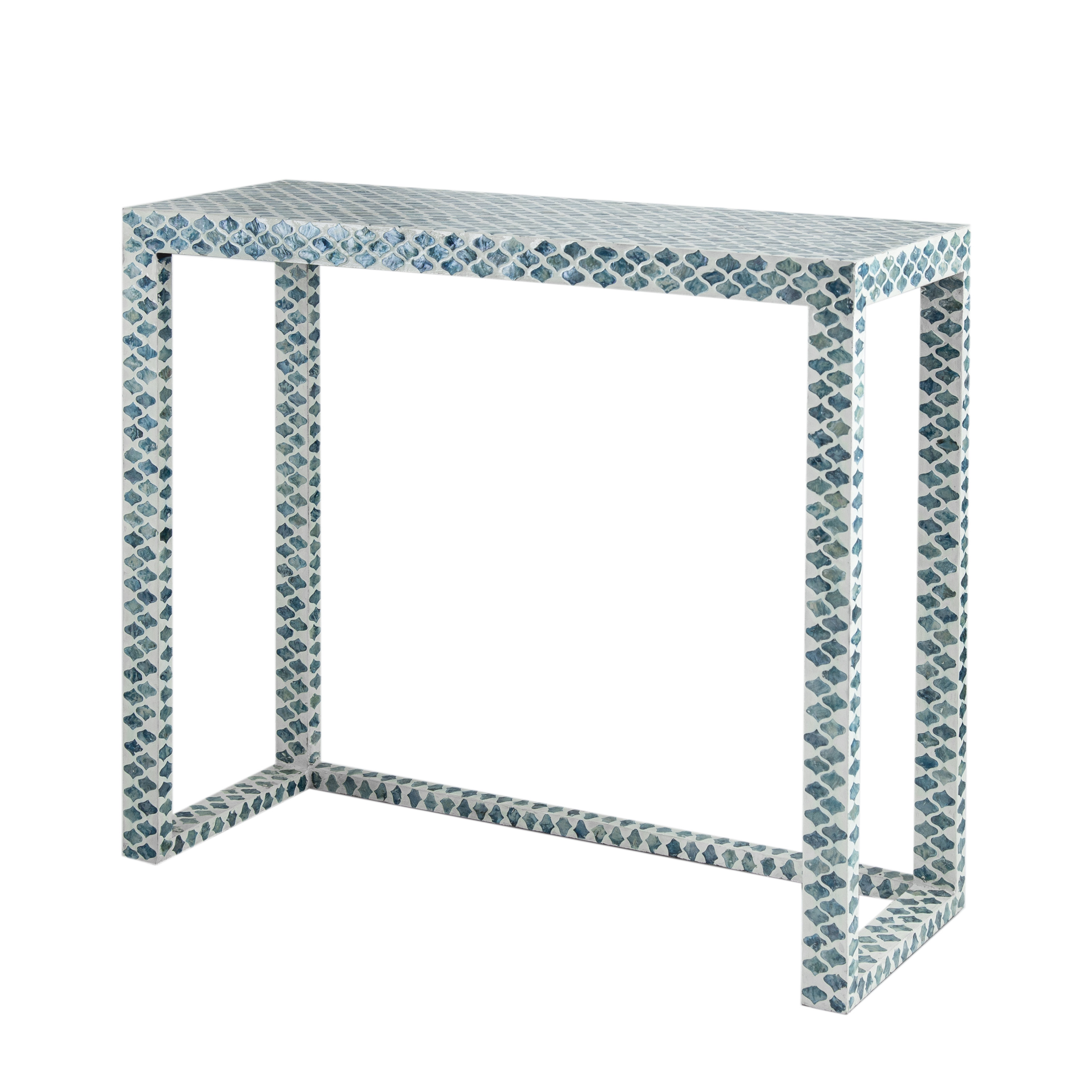 Bungalow Rose Blue Capiz Inlay Console Table | Wayfair