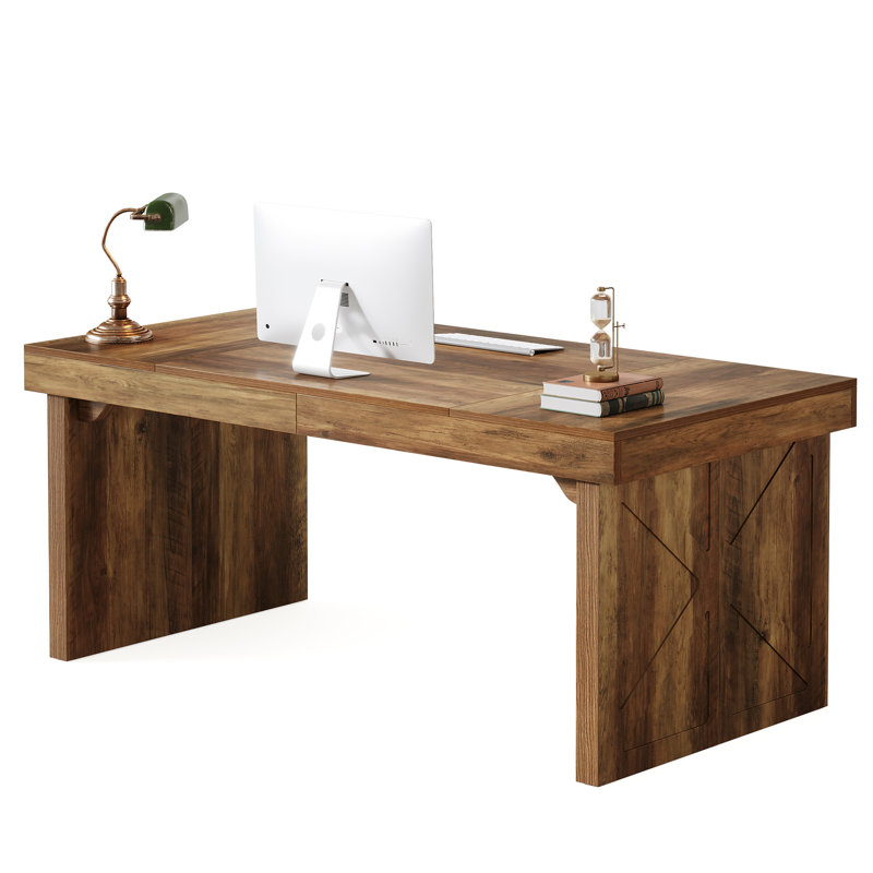 Gracie Oaks 63-Inch Wood Executive Computer Desk & Reviews | Wayfair