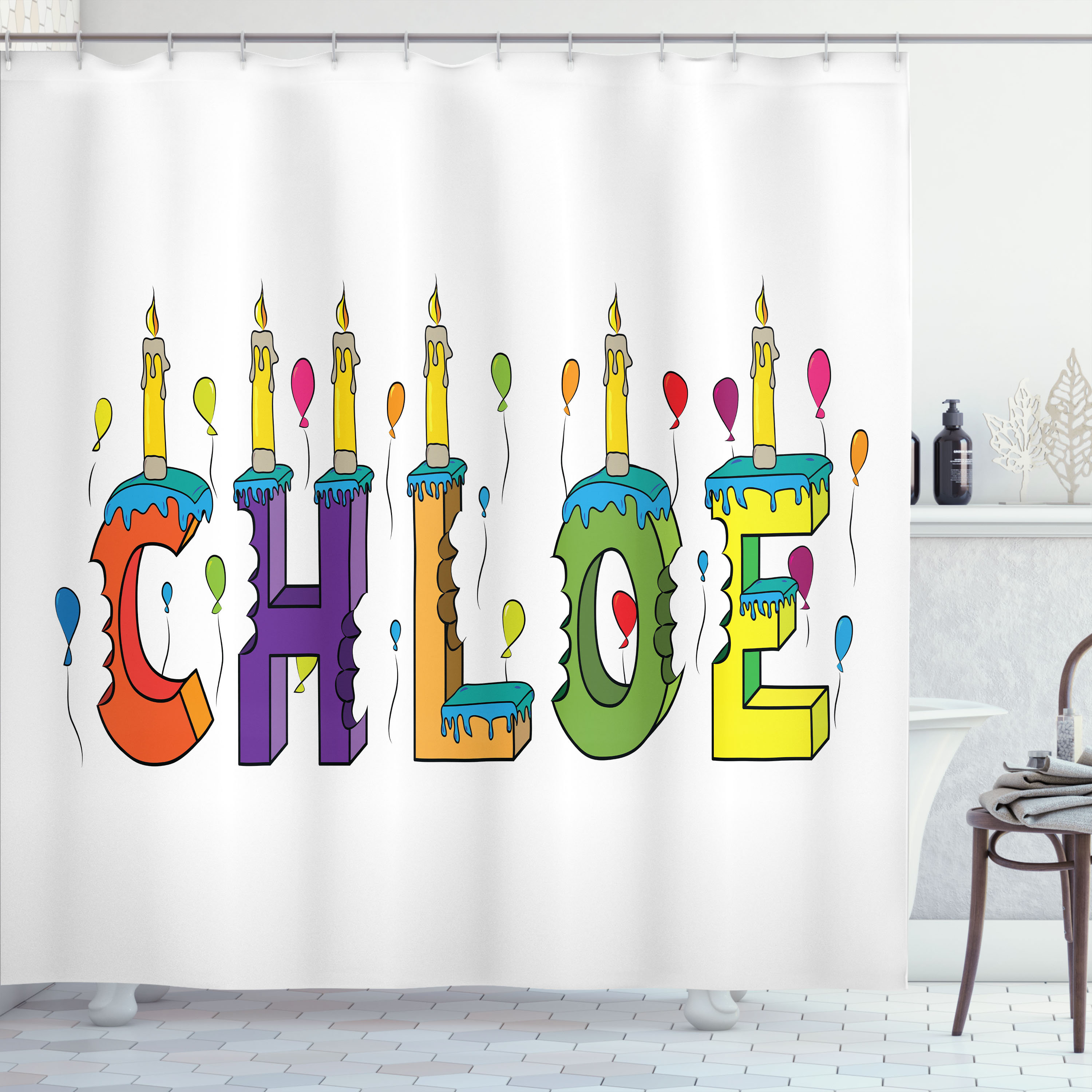 Dakota Fields Chloe Shower Curtain Cheerful Lettering | Wayfair