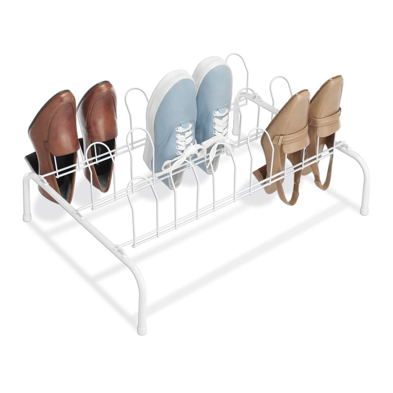 Ebern Designs Wire Floor Shoe Rack - 9-Pair - White | Wayfair
