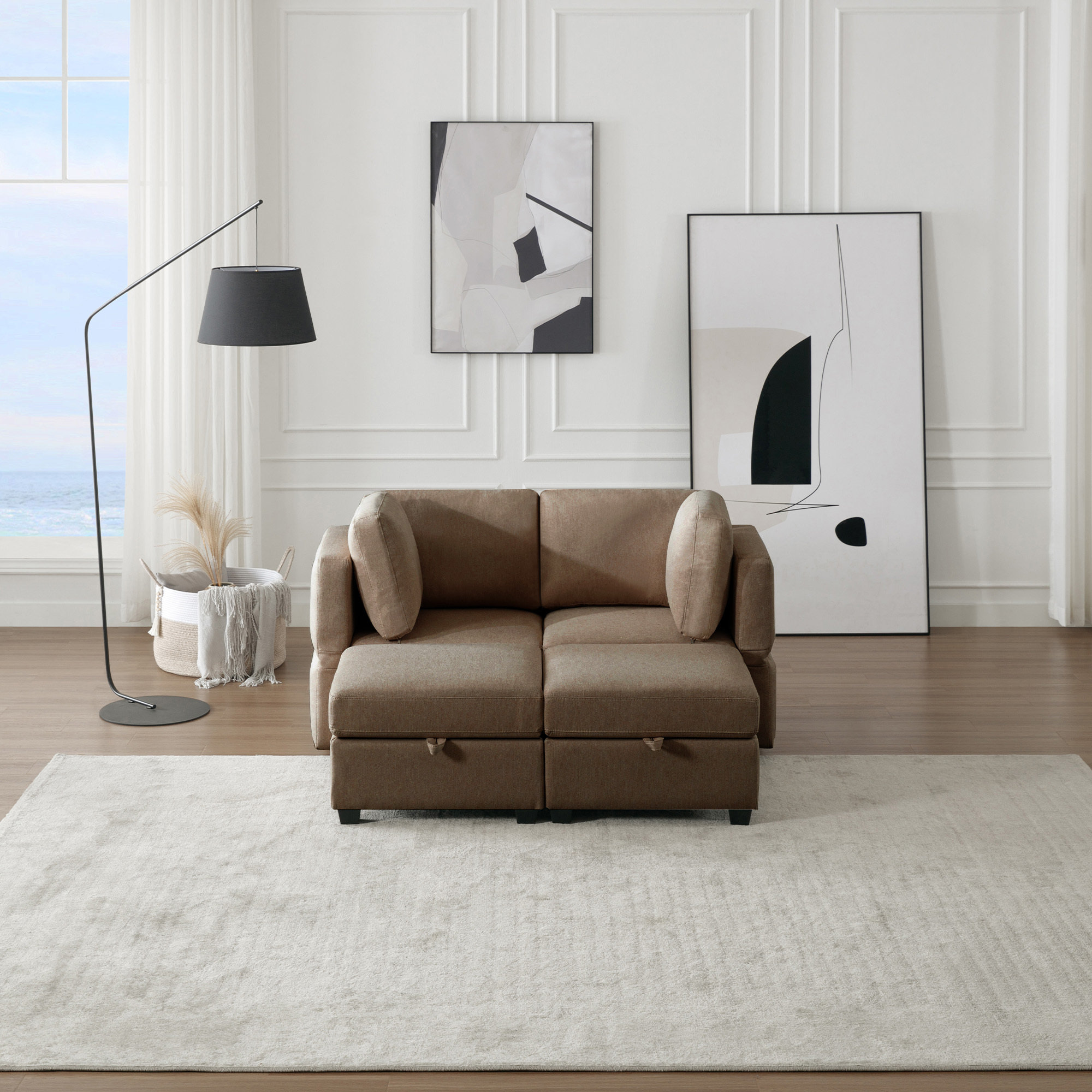 Latitude Run® Modular Sectional 2-seater Sofa With 2 Ottomans, Sleeper ...