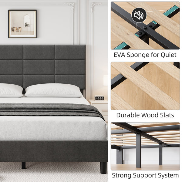 Ebern Designs Bed Frame Upholstered Platform | Wayfair