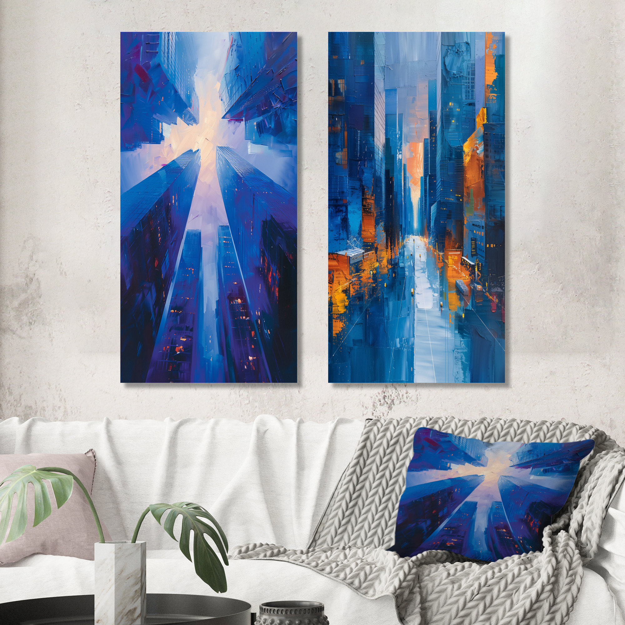 Ebern Designs Blue Perspective Skyscrapers Symphony I - Skyscrapers ...