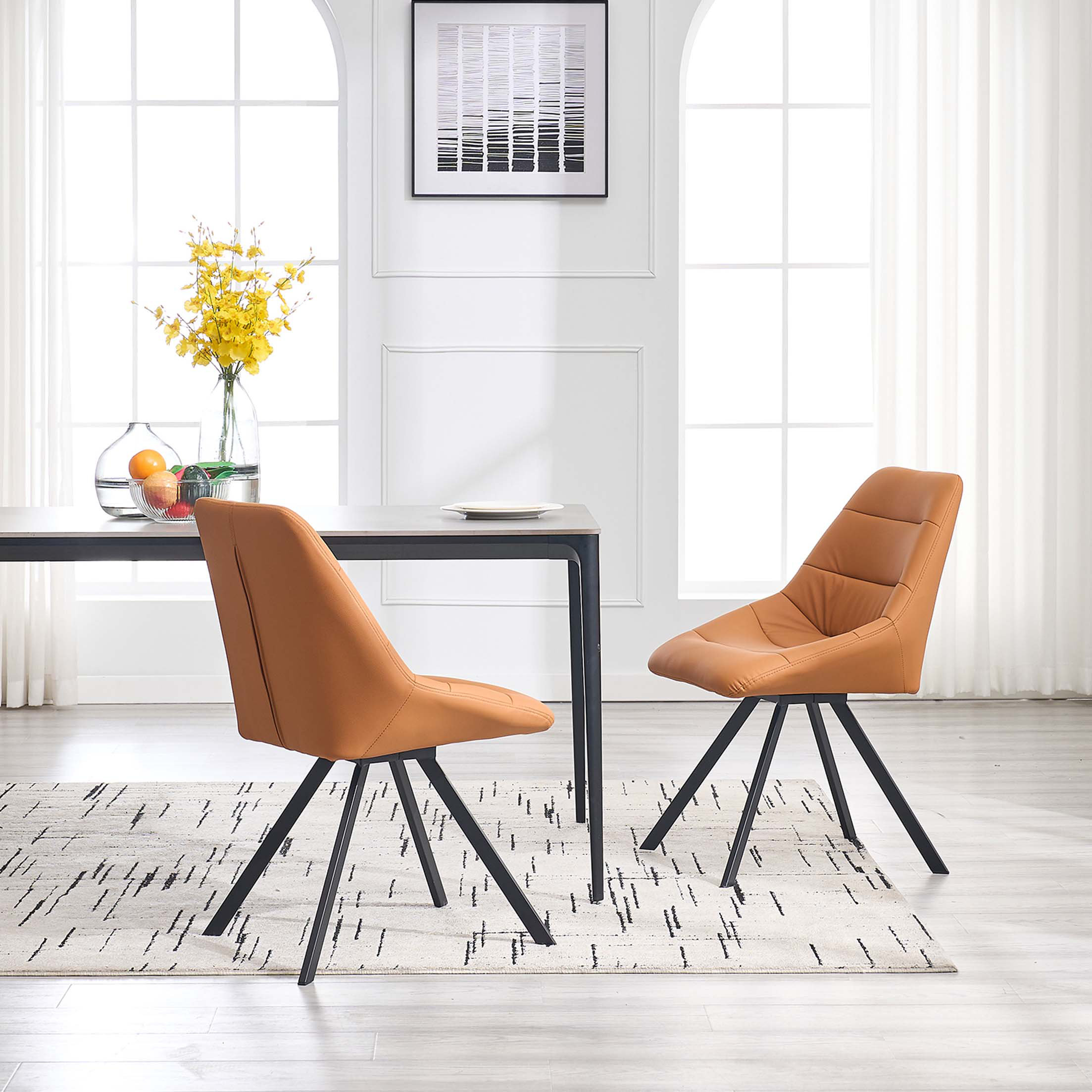 17 Stories Dining Chair,Thickened Fabric Chairs with Metal Legs Set of ...