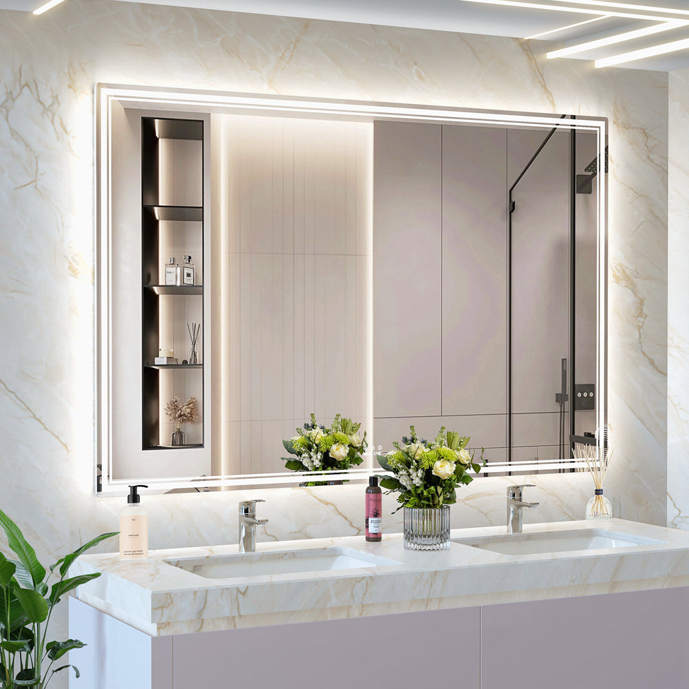 Brayden Studio 60X40 Inch Oversized LED Bathroom Mirror Wall Mounted ...
