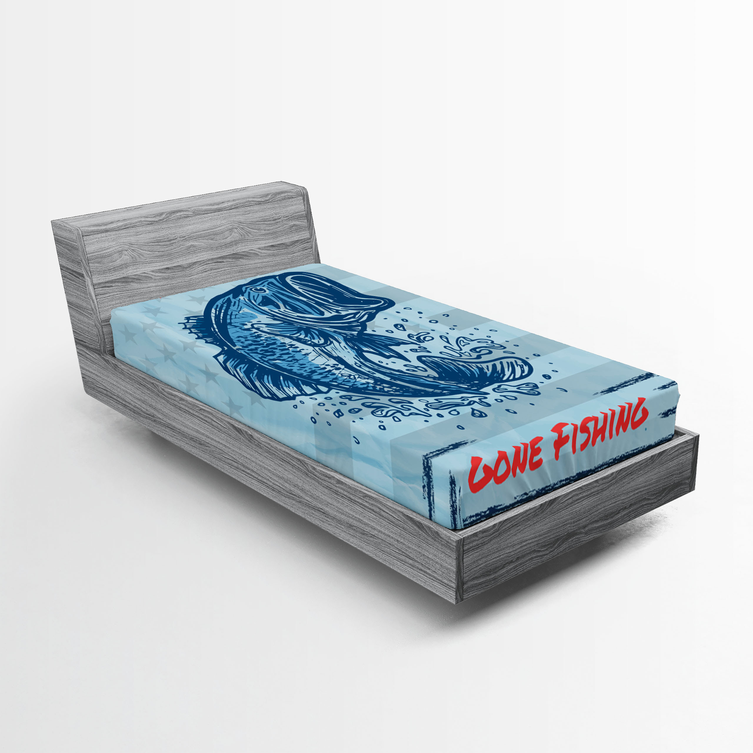 Ambesonne Fishing Theme Fitted Sheet 2-Pack Vintage Trout Fish ...