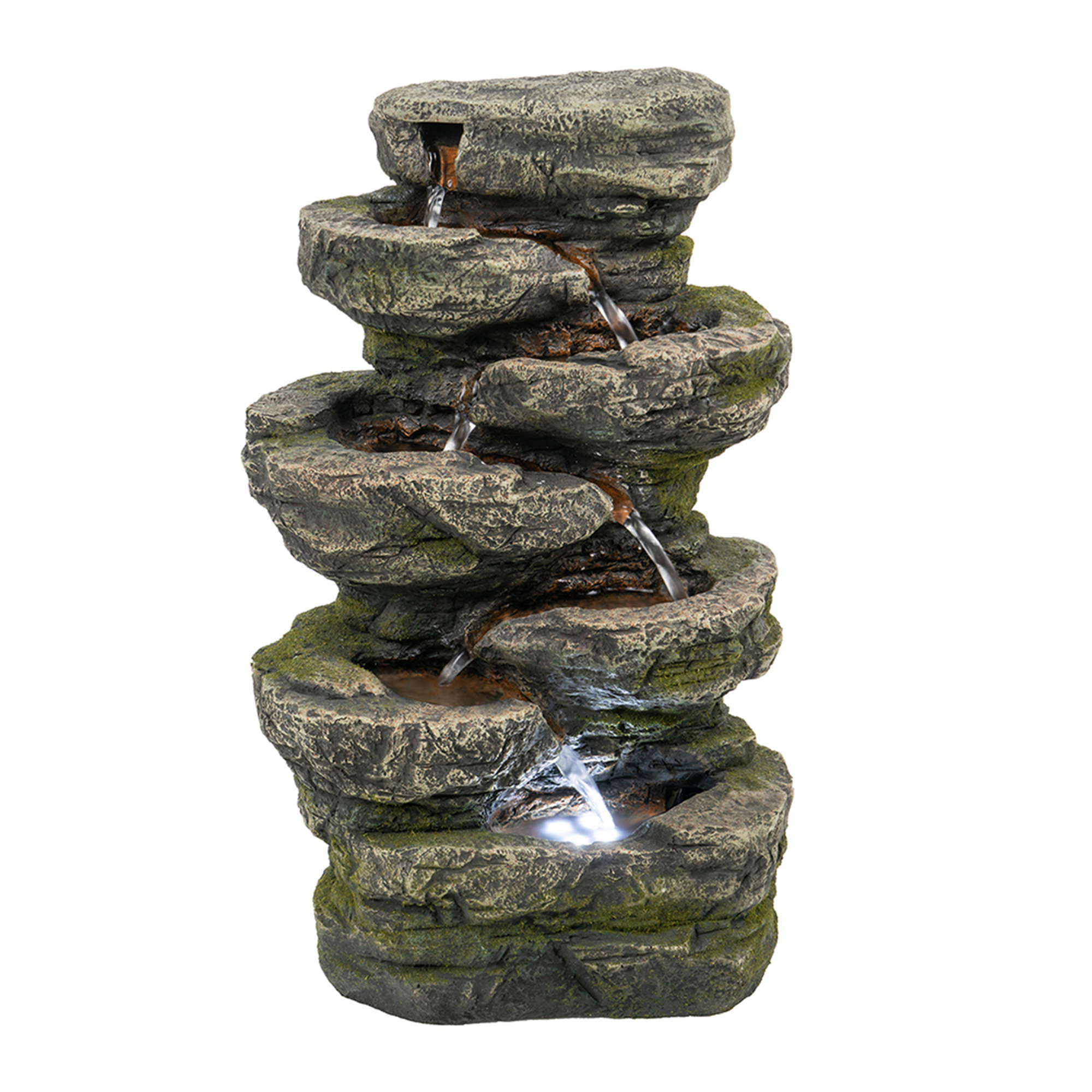 Millwood Pines 9x5x14" Indoor Gray Stone-Look Water Fountain, 7-tier ...