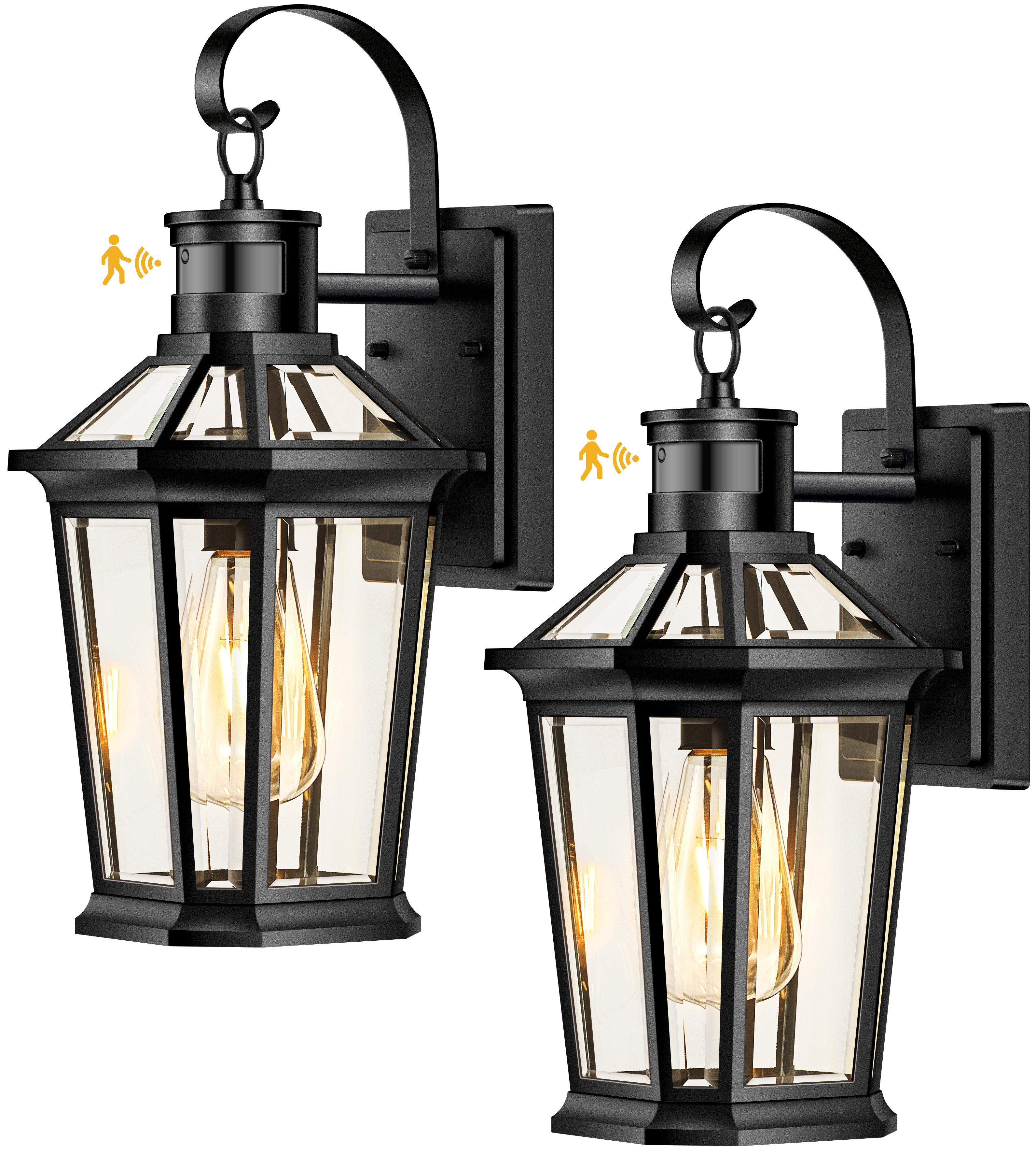 Winston Porter 2 Pack Motion Sensor Outdoor Wall Lantern, Waterproof ...